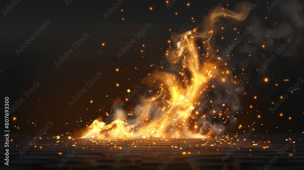 Flame isolated on transparent background. Burning campfire, blaze ...