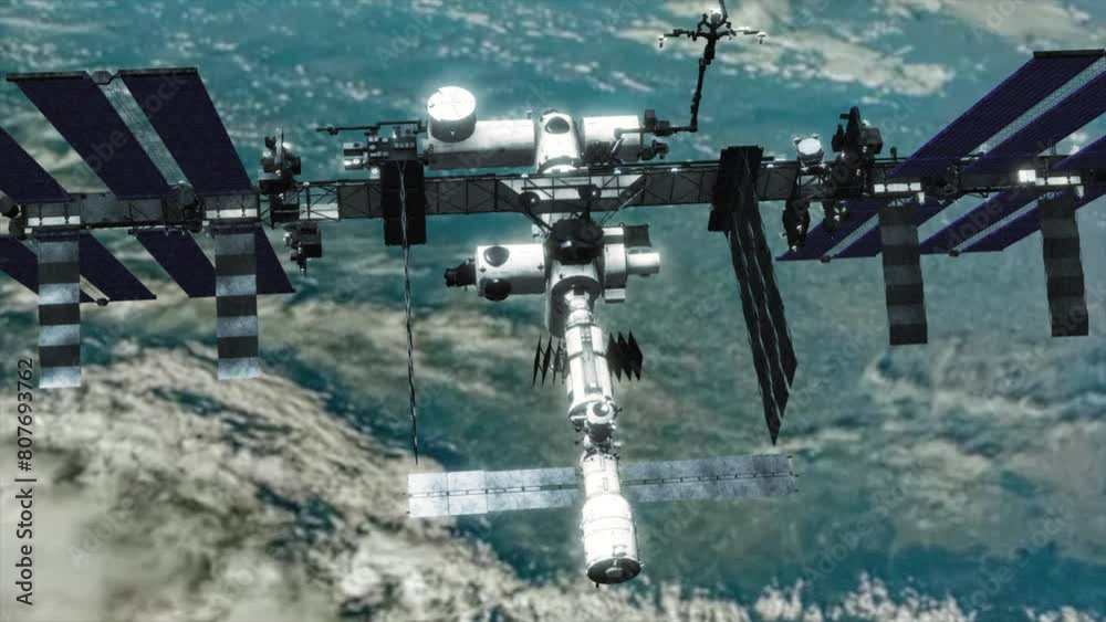 Highly detailed photo-realistic 3D VFX shot of the International Space ...