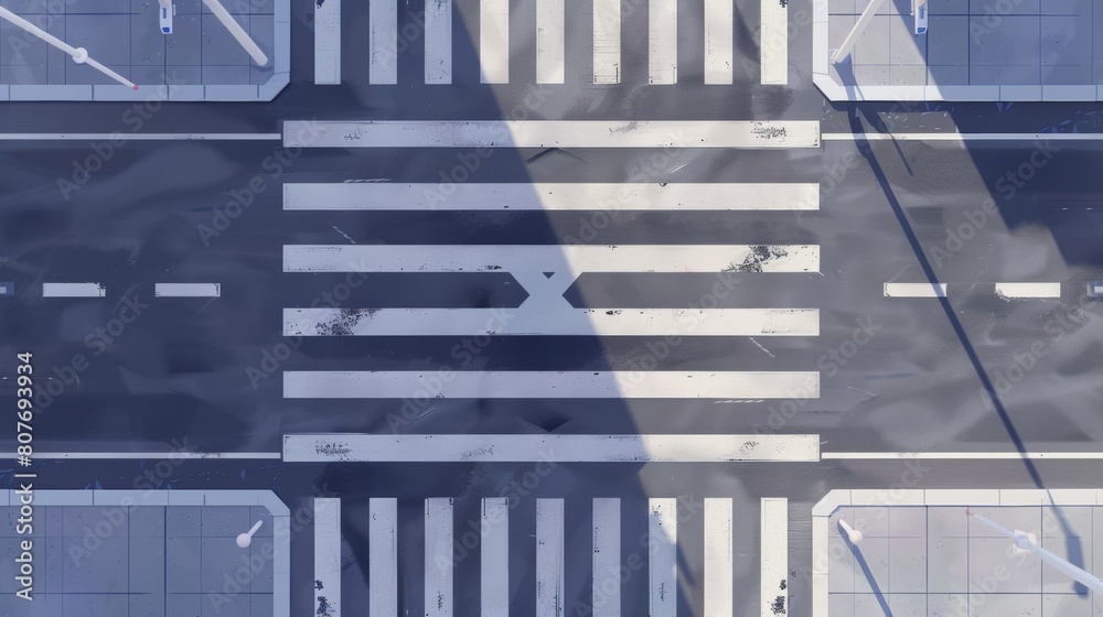The intersection of the street and the crosswalk with zebras road ...