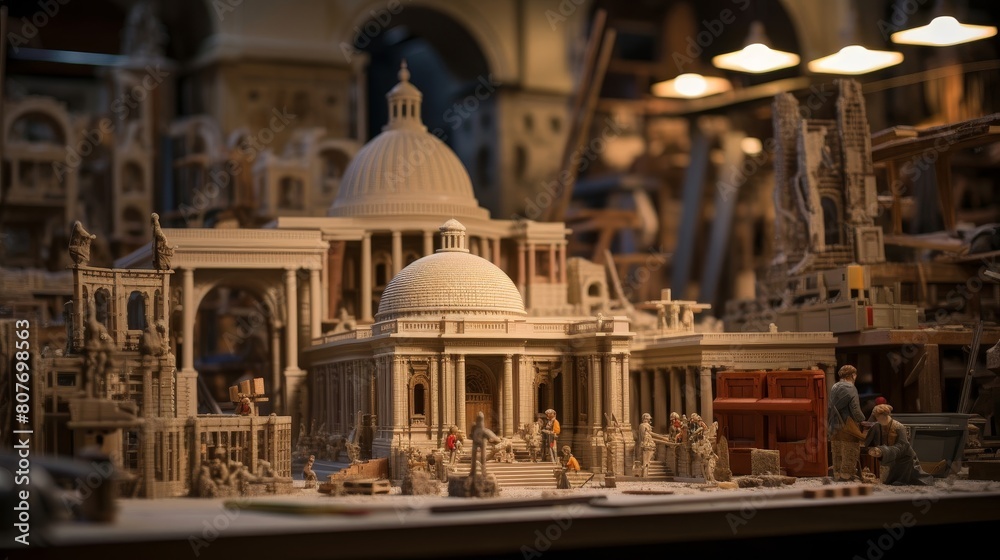 Workshop scene of Roman architect crafting building models Stock ...