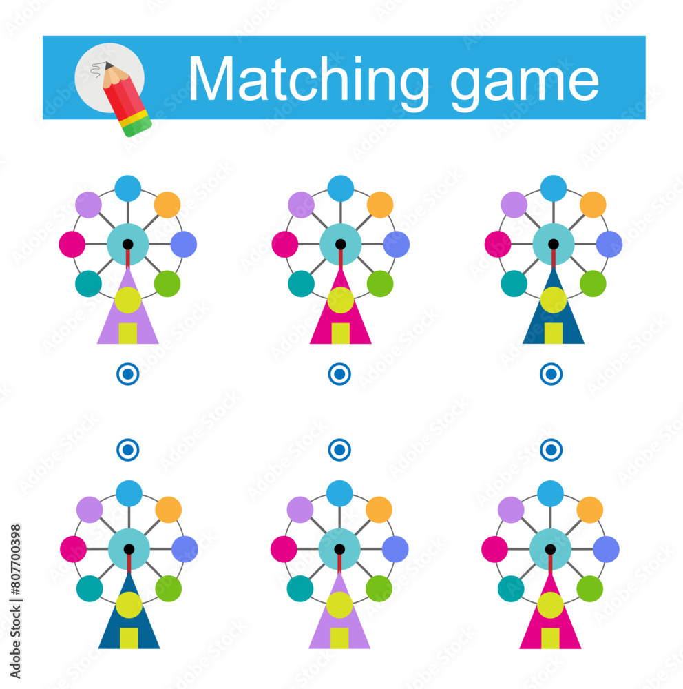 Matching game for kids. Task for the development of attention and logic ...