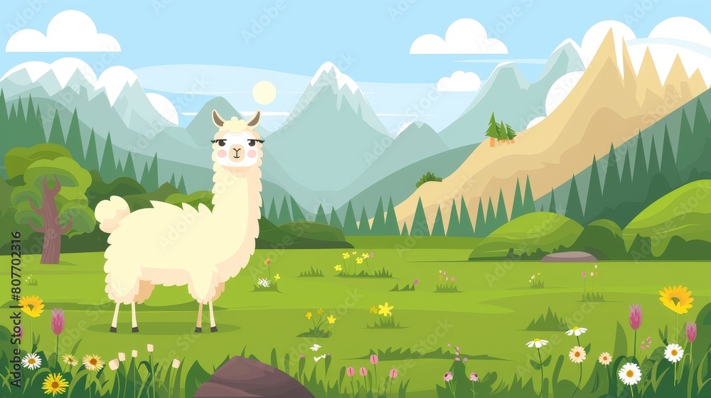 Featuring a llama banner and a cartoon illustration of cute alpacas on ...