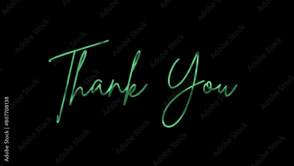 Thank you text animation. 4K Rendering Handwriting Animated in green ...