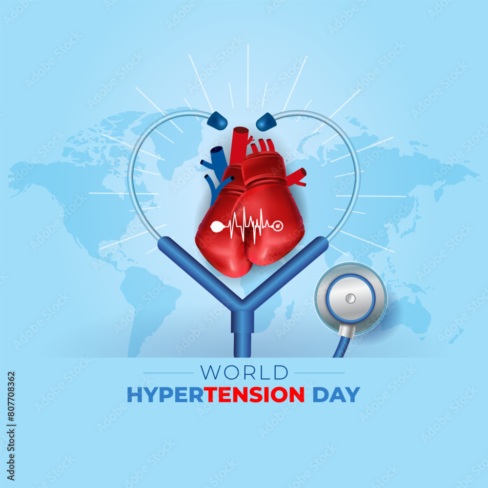 World Hypertension Day poster. Heart attack, High Blood Pressure ...