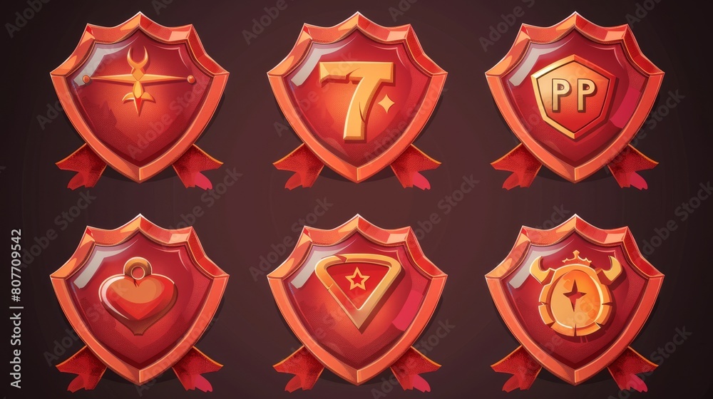 Rank labels with rank numbers, gold numbers of experience value and ...