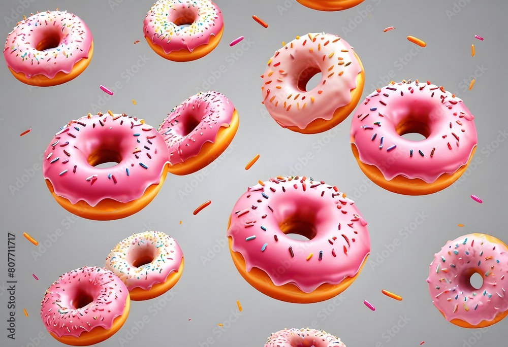 Donuts with sprinkles flying on transparent backgrounds. PNG. sweet ...