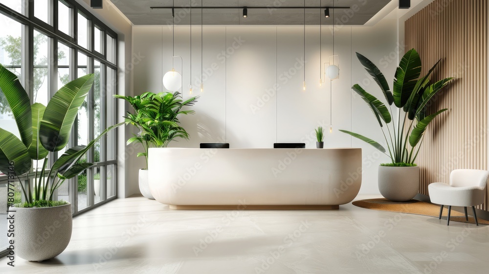 Conference empty room in a sustainable office space, large windows ...