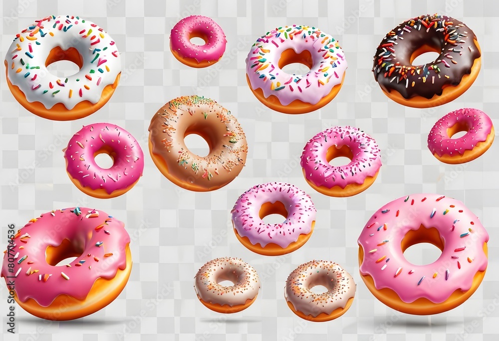 Donuts with sprinkles flying on transparent backgrounds. PNG. sweet ...