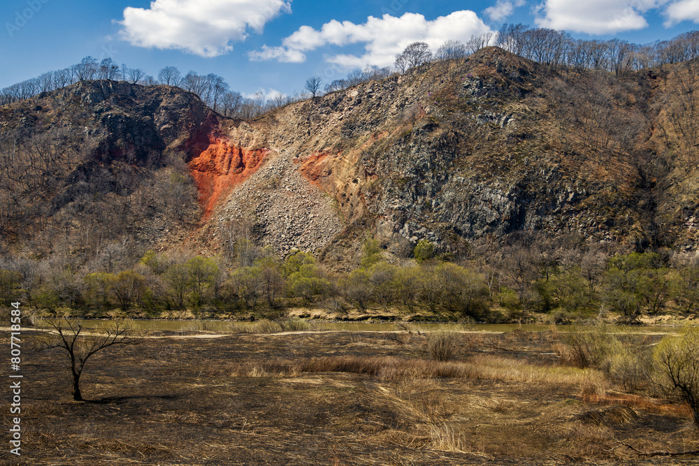 View of the Baranovsky volcano. Primorsky Krai, Russia. An ancient ...