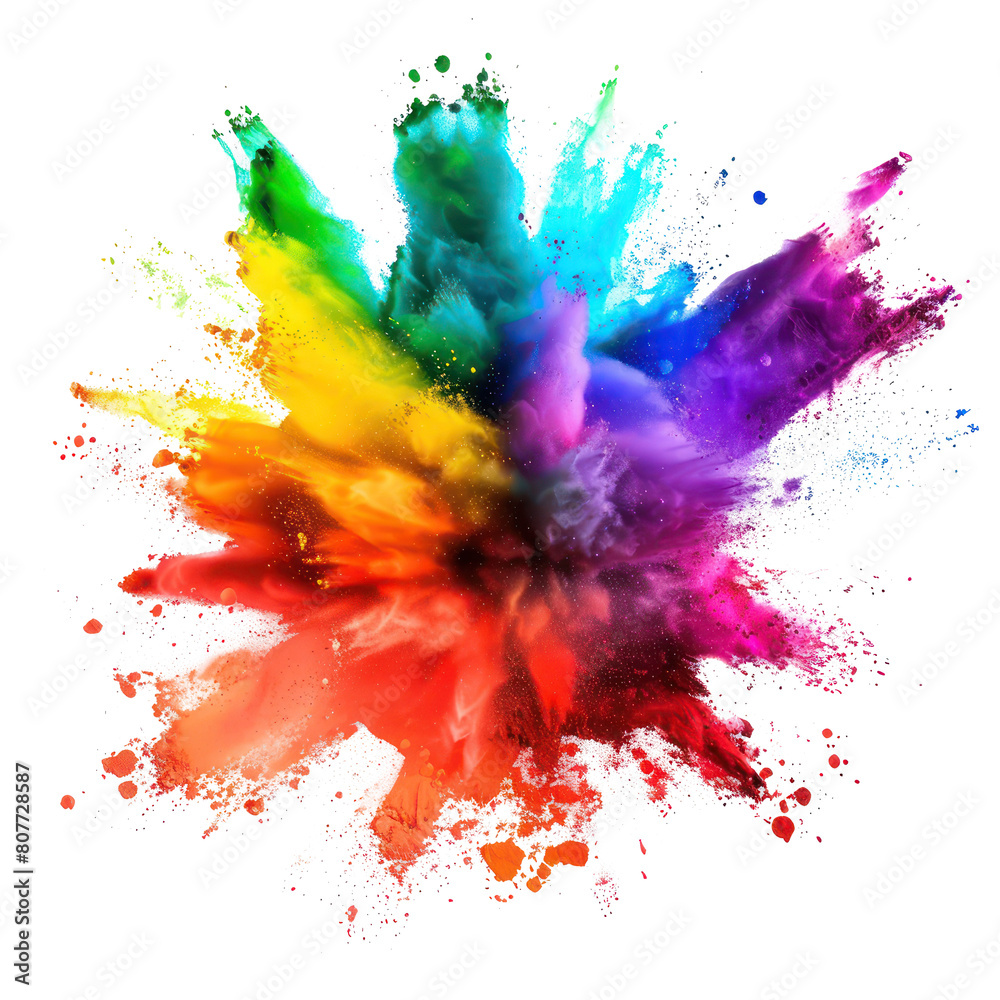 rainbow pride paint splash, powder explosion isolate on transparency ...