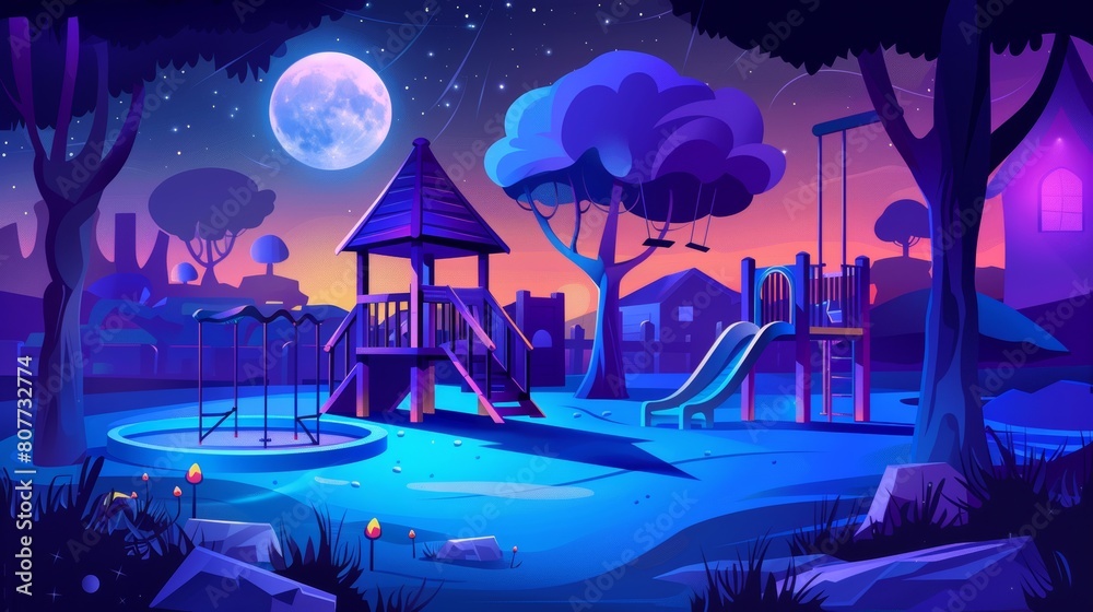 The playground slide and play equipment of the night school playground ...