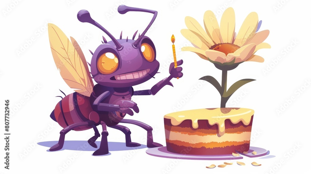 An isolated cartoon ant character. Insect clipart with cute and funny ...