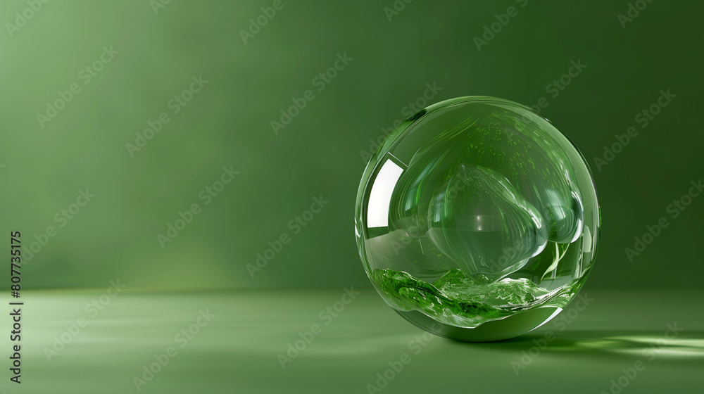 In this 3D rendering, a transparent glass sphere encases a vibrant ...