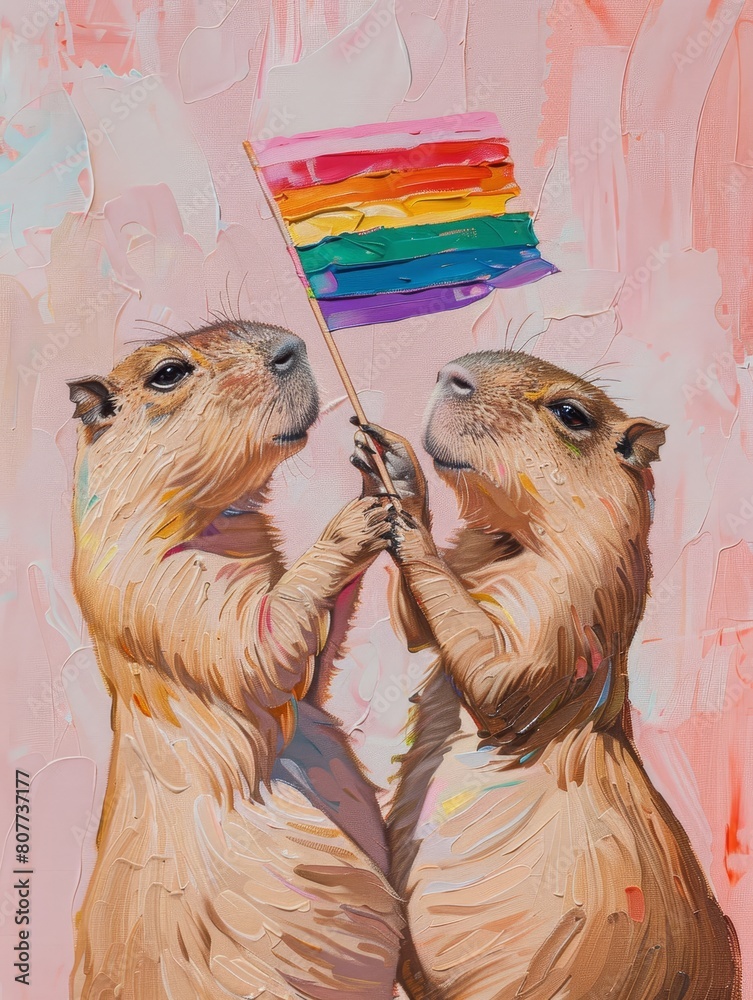 Cute Capybara, Pride month, LGBT, AI generated Stock Illustration ...