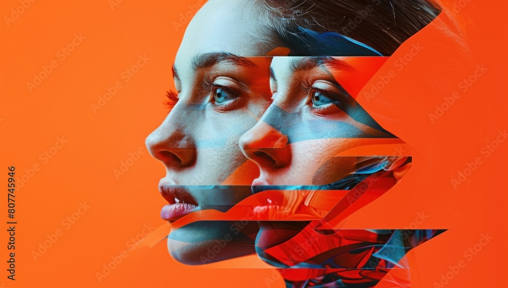 Surreal composition featuring the girl's face morphing into different ...