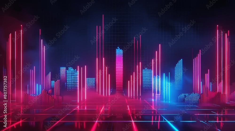 Music equalizer concept with neon laser wave. Realistic modern ...