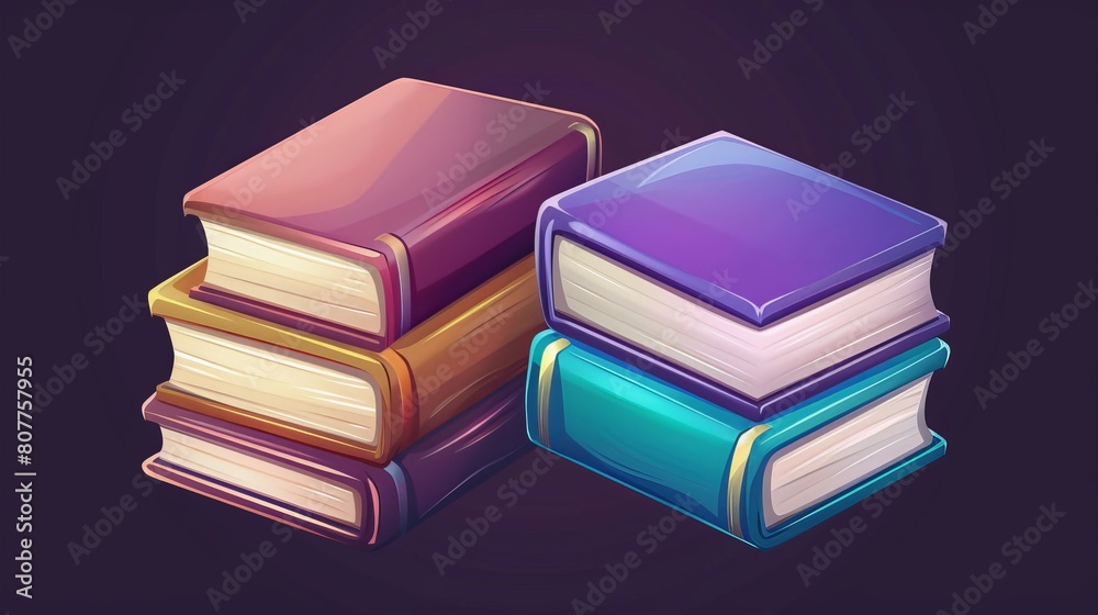 Stack of textbooks. Realistic 3D modern illustration of piles of books ...