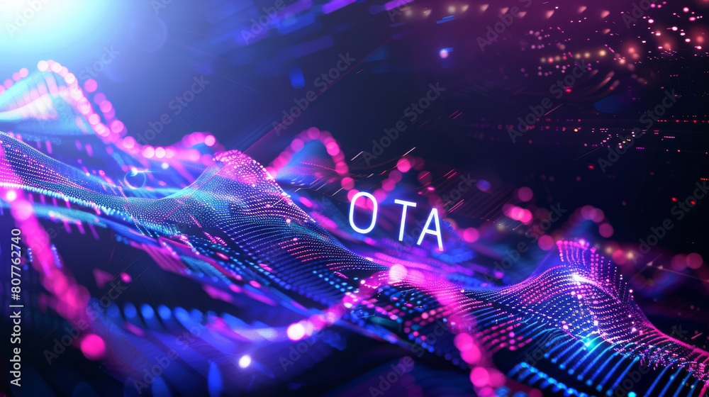 OTA over-the-air update illustration with written OTA in middle of data ...