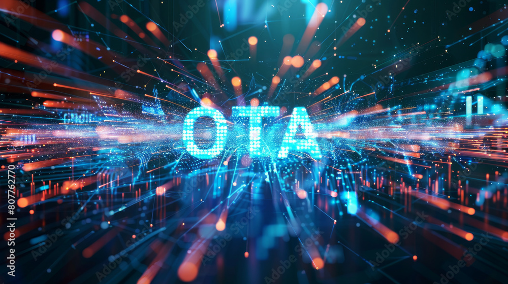OTA over-the-air update illustration with written OTA in middle of data flow to upgrade a ...