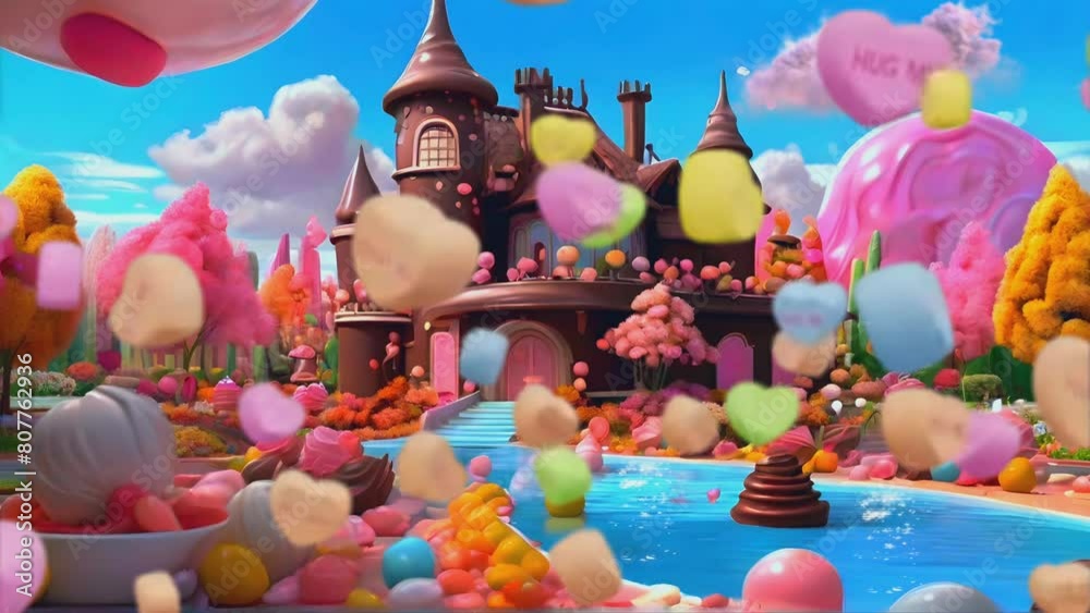 the beauty of the chocolate kingdom with colorful cotton candy trees ...
