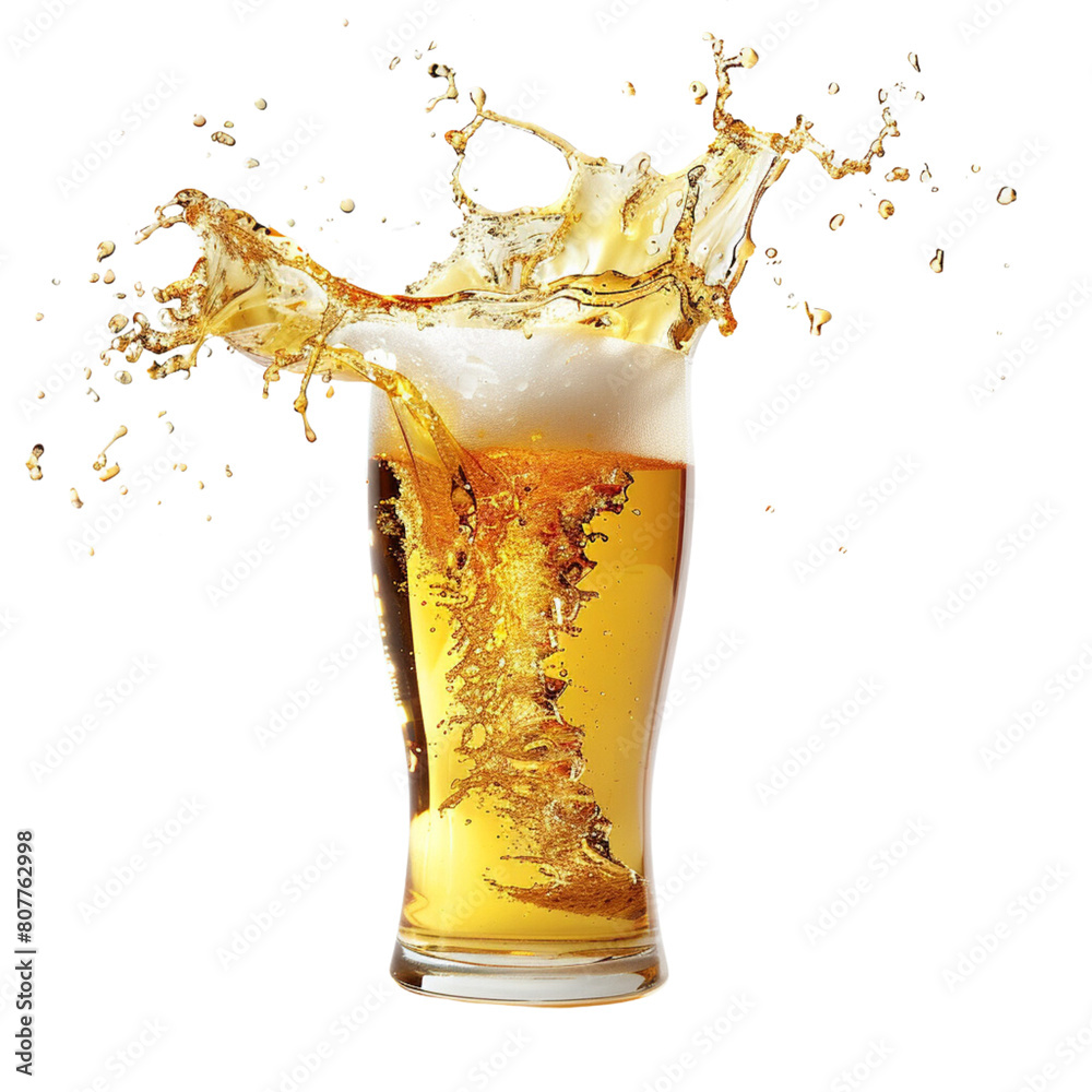 beer splash effect high speed photography on a transparent background ...