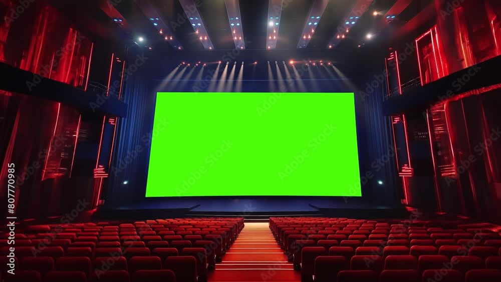 stage with spotlight, layar hijau di panggung yang megah green screen ...