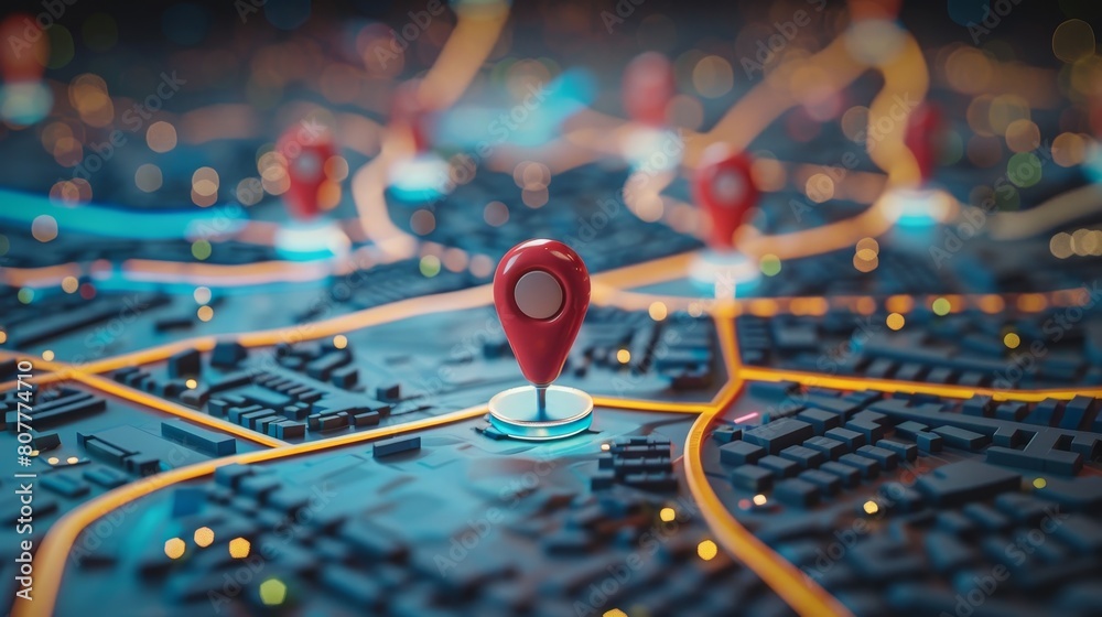 Customer Mapping: A 3D vector illustration of a map with pins ...