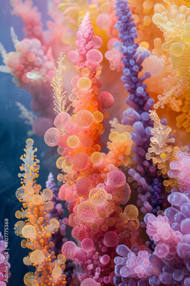 a work of art made of corals made of murano glass and explosions ...