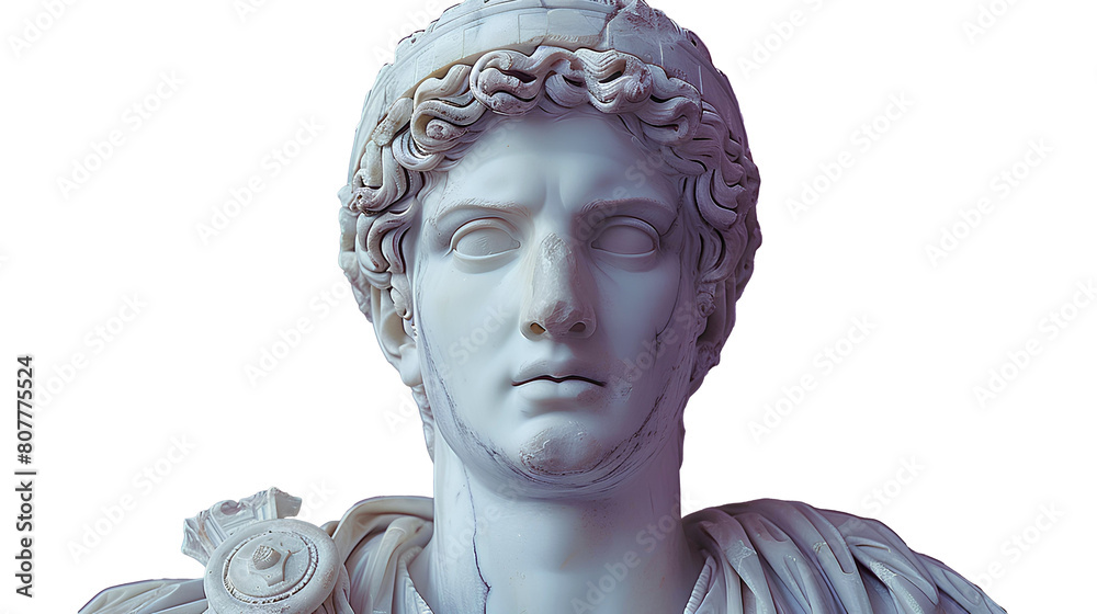 Ancient Greek statue of an ancient Roman senator in marble isolated ...