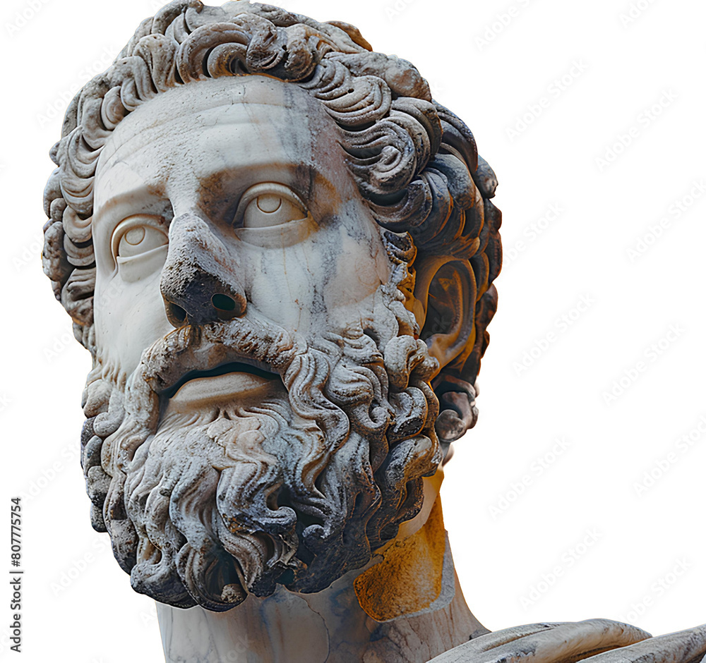 Ancient Greek statue of an ancient Roman senator in marble isolated ...