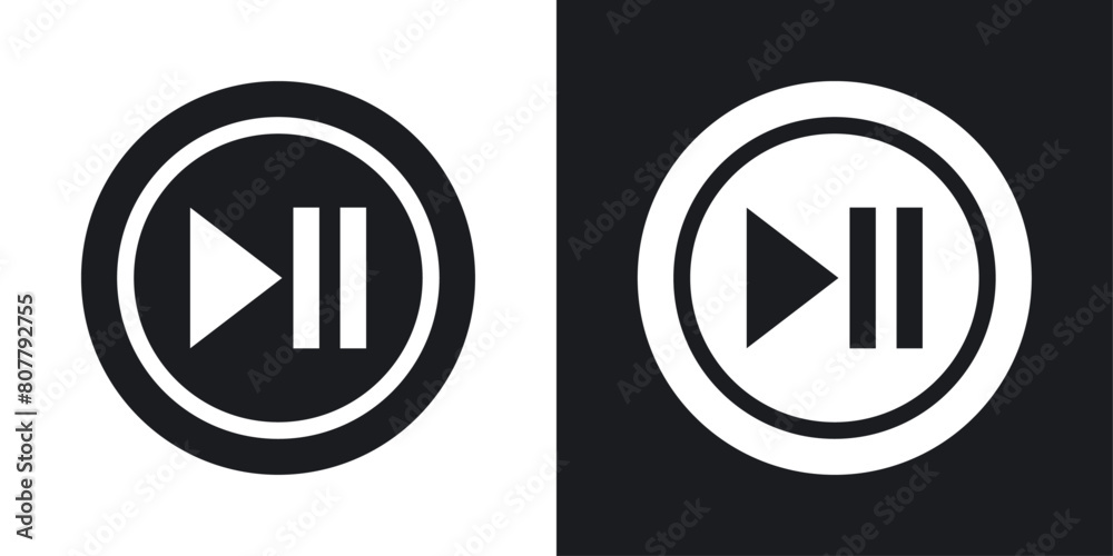 Audio/Video Toggle Icon Set. Vector symbols for play and pause buttons ...