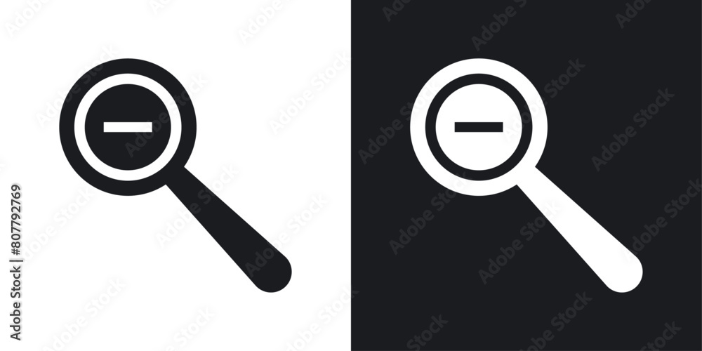 Decrease Zoom Icon Set. Vector symbol for reducing magnification with a ...