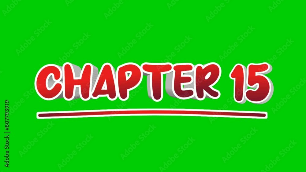 Chapter 15 fifteen text Animation motion graphics pop up on green ...