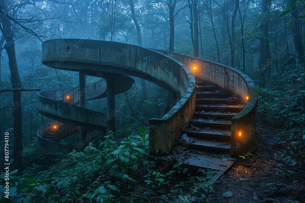 Serpentine Civil Engineering Masterpiece: Bridge Amid Towering Trees ...