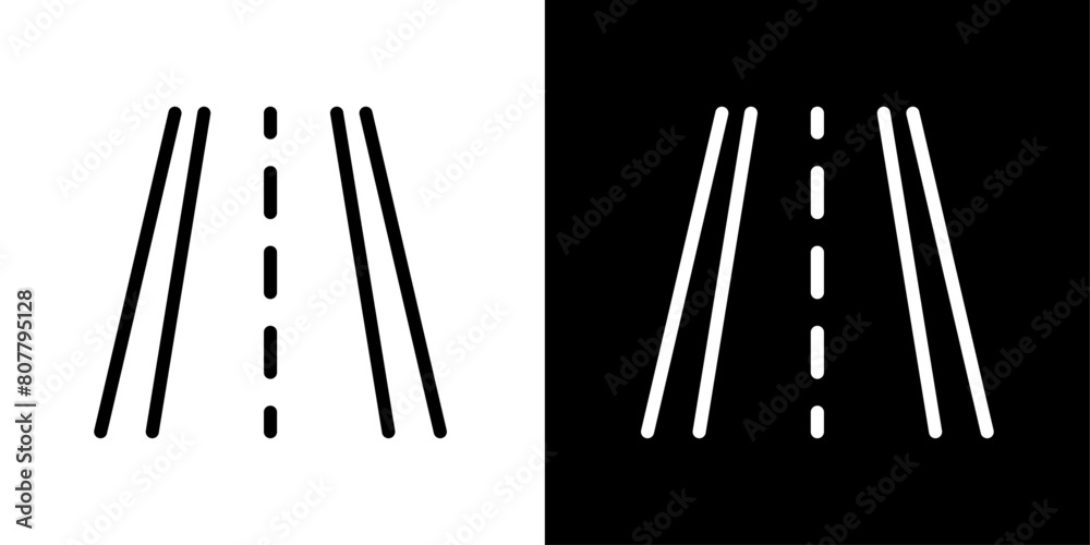 Highway Path Icon Set. Vector symbols for a straight road or highway ...