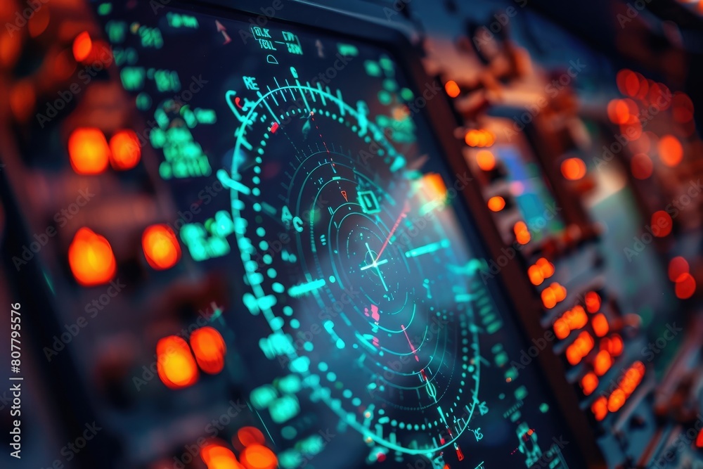 Diagram of an aircraft's digital radar interface. Generative Ai Stock ...