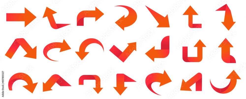 Set of red arrow icons, pointing up, down, left and right icon Stock ...