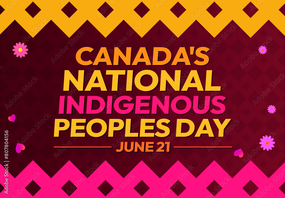 Canada's National Indigenous Peoples Day traditional style design with ...
