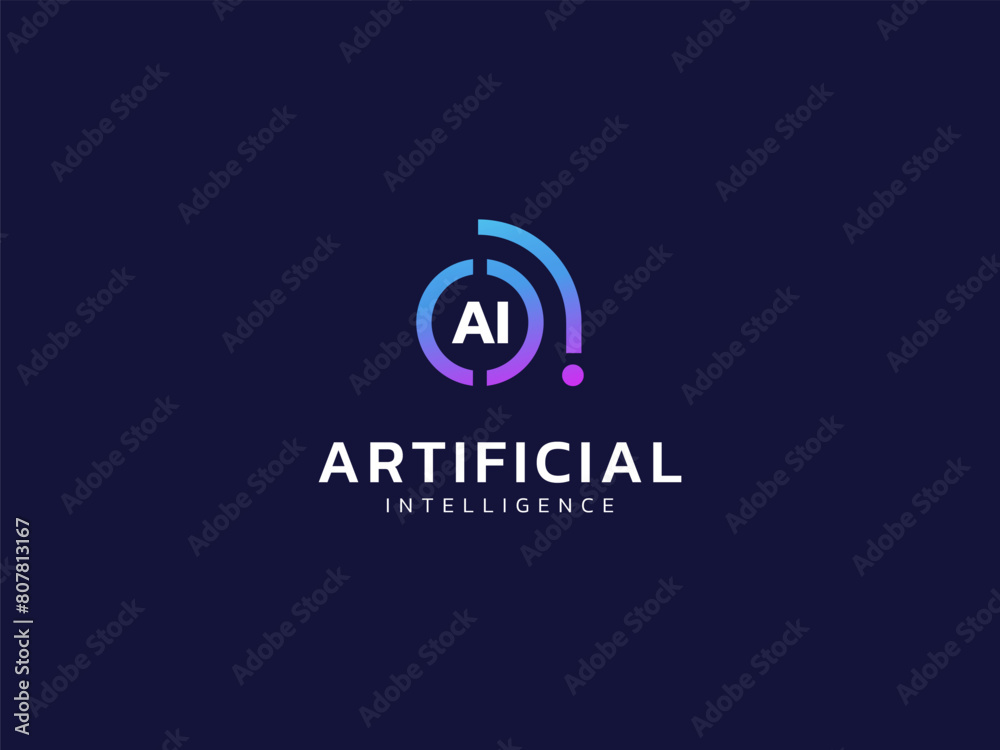 Artificial intelligence with letter a network circle lines technology ...