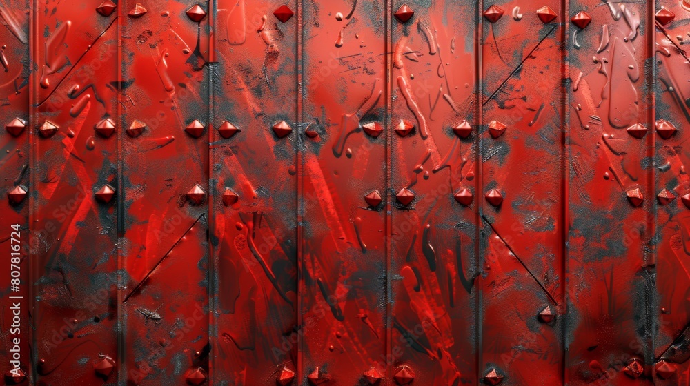 Dark Red Metal Surface with Rivets and Scratches, Industrial Wall ...