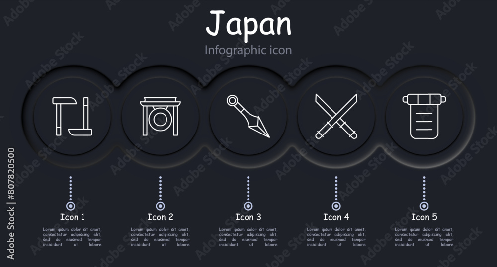 Japan set icon. Country, island, map, infographic, temple, Japanese ...