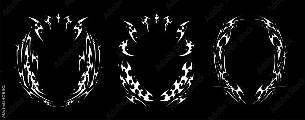 Neo Tribal symmetrical shapes. In Cyber sigilism style, isolated on ...