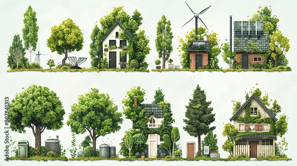 Drawings showing planting trees and reducing global warming in all ...