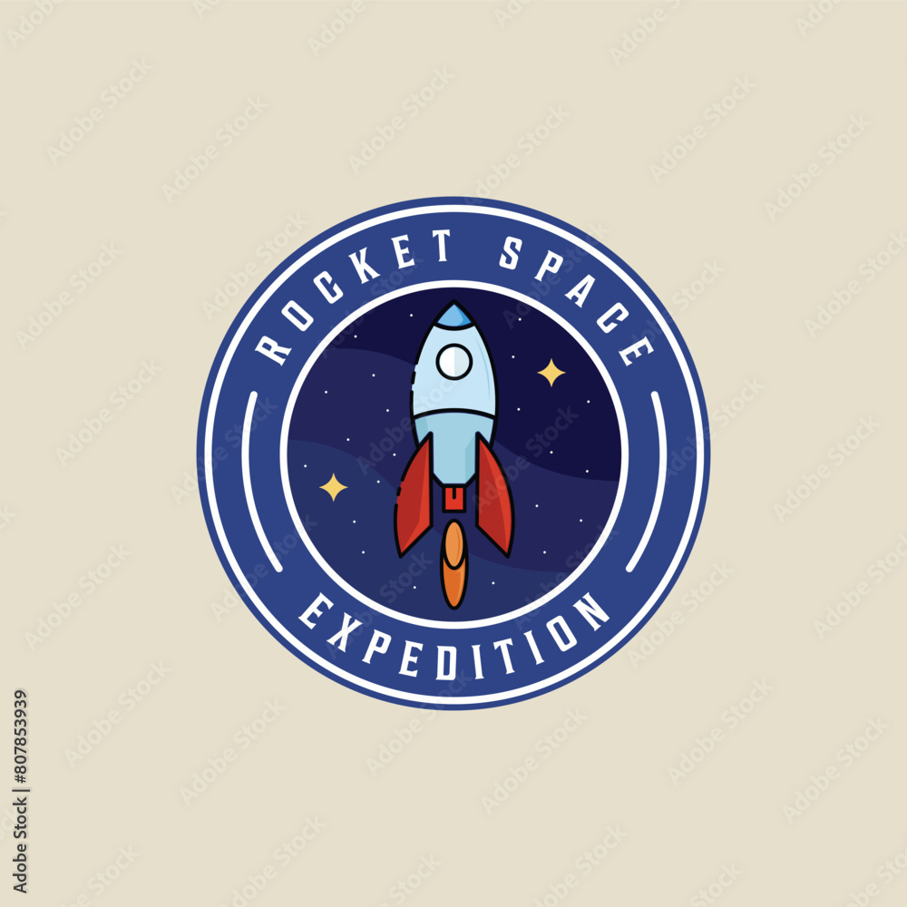 rocket space ship emblem logo vector illustration template graphic ...