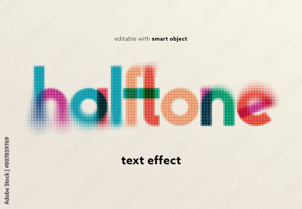 Halftone Multicolored Text Effect Stock Template | Adobe Stock