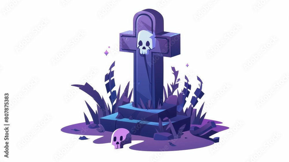 Cross on gravestone, ossuary or crypt monument design element, RIP ...
