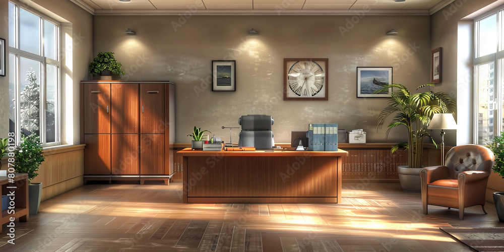 Manager's Office Floor: Displaying the manager's office, desk, computer ...