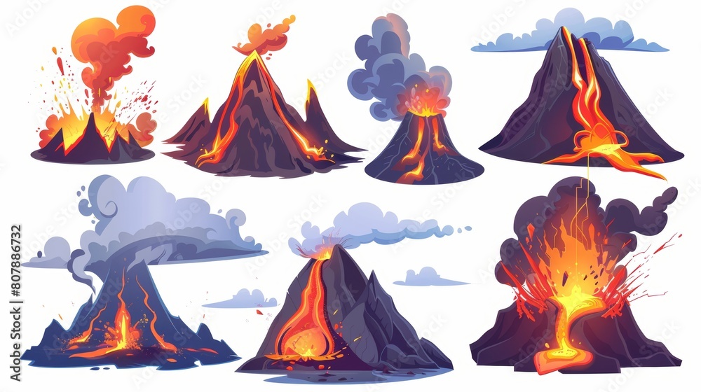 The Volcano erupts with hot lava, fire, smoke, ash, and gas. This ...