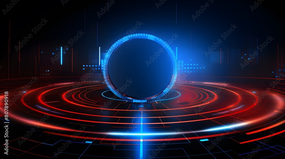 red and blue Abstract technology background circles digital hi-tech ...
