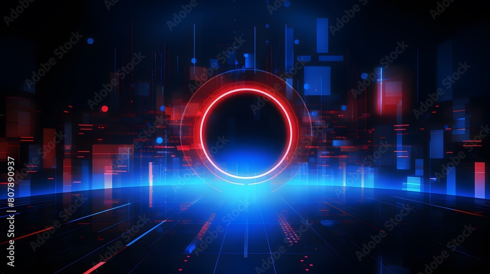 red and blue Abstract technology background circles digital hi-tech ...